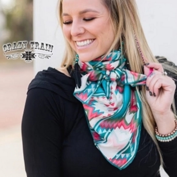 Crazy Train | Accessories | Coral Turquoise Wild Rag Aztec Crazy Train ...